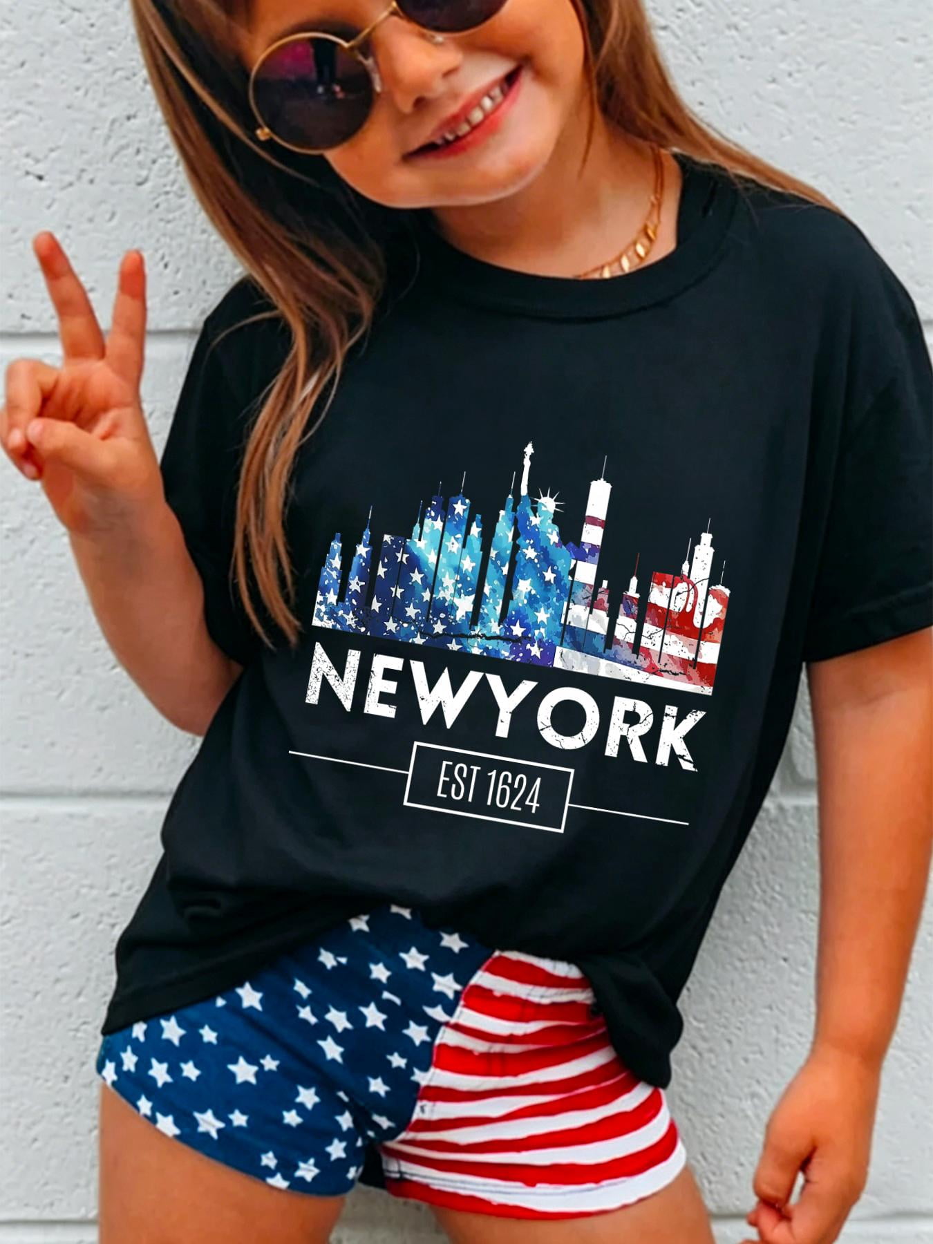 100% Cotton New York 4th of July US Amercan Flag Matching Souvenir ...