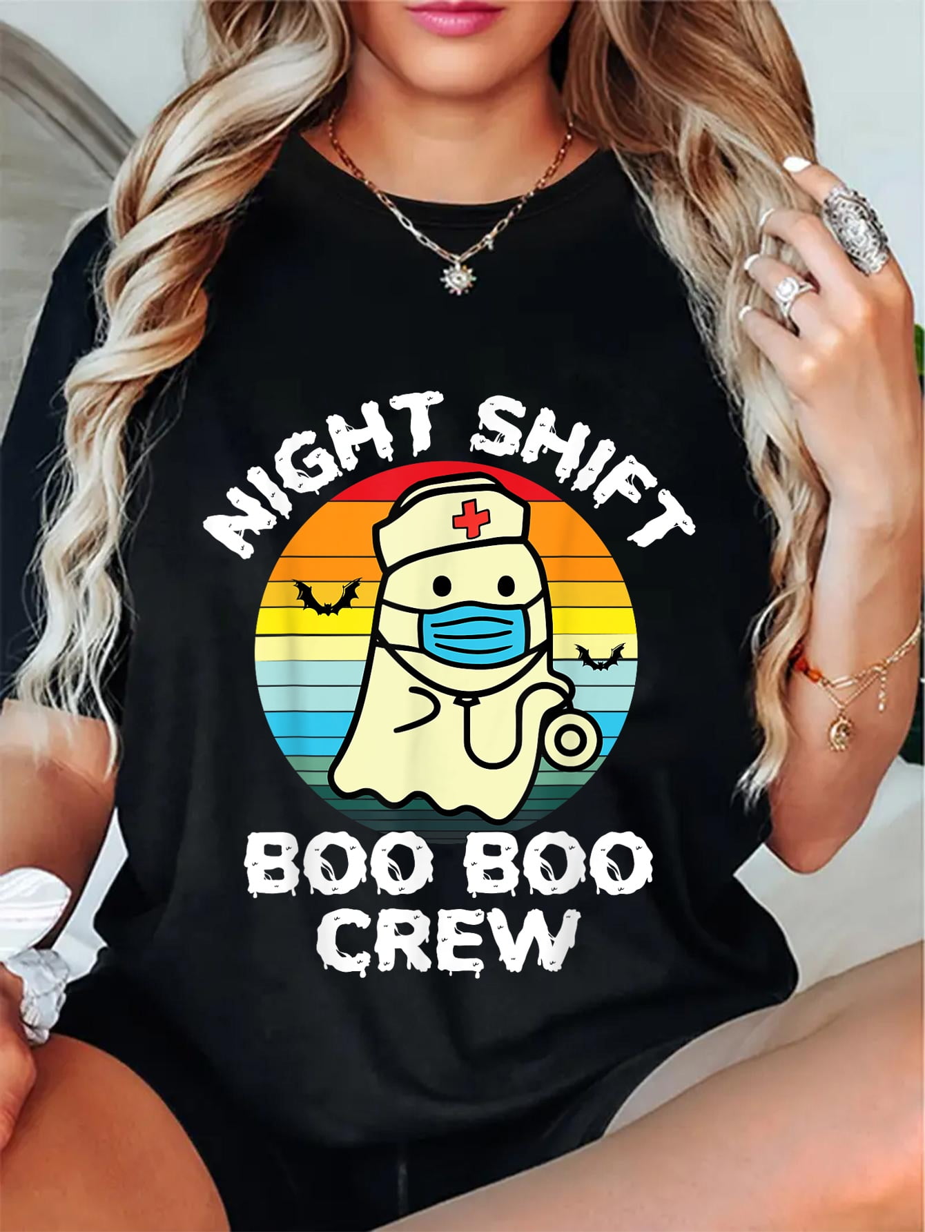 100% Cotton Night Shift Boo Boo Crew Nurse Halloween For Nurses RN T ...