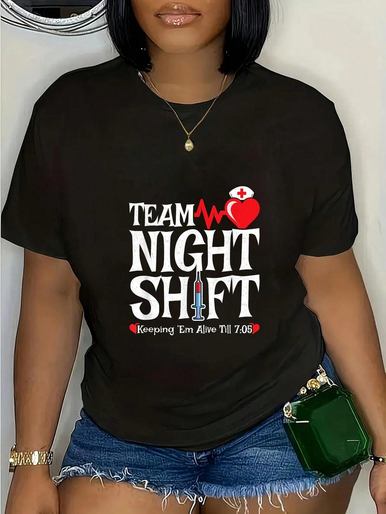 100% Cotton Nurse Appreciation - Team Night Shift - Night Shift Nurse T ...