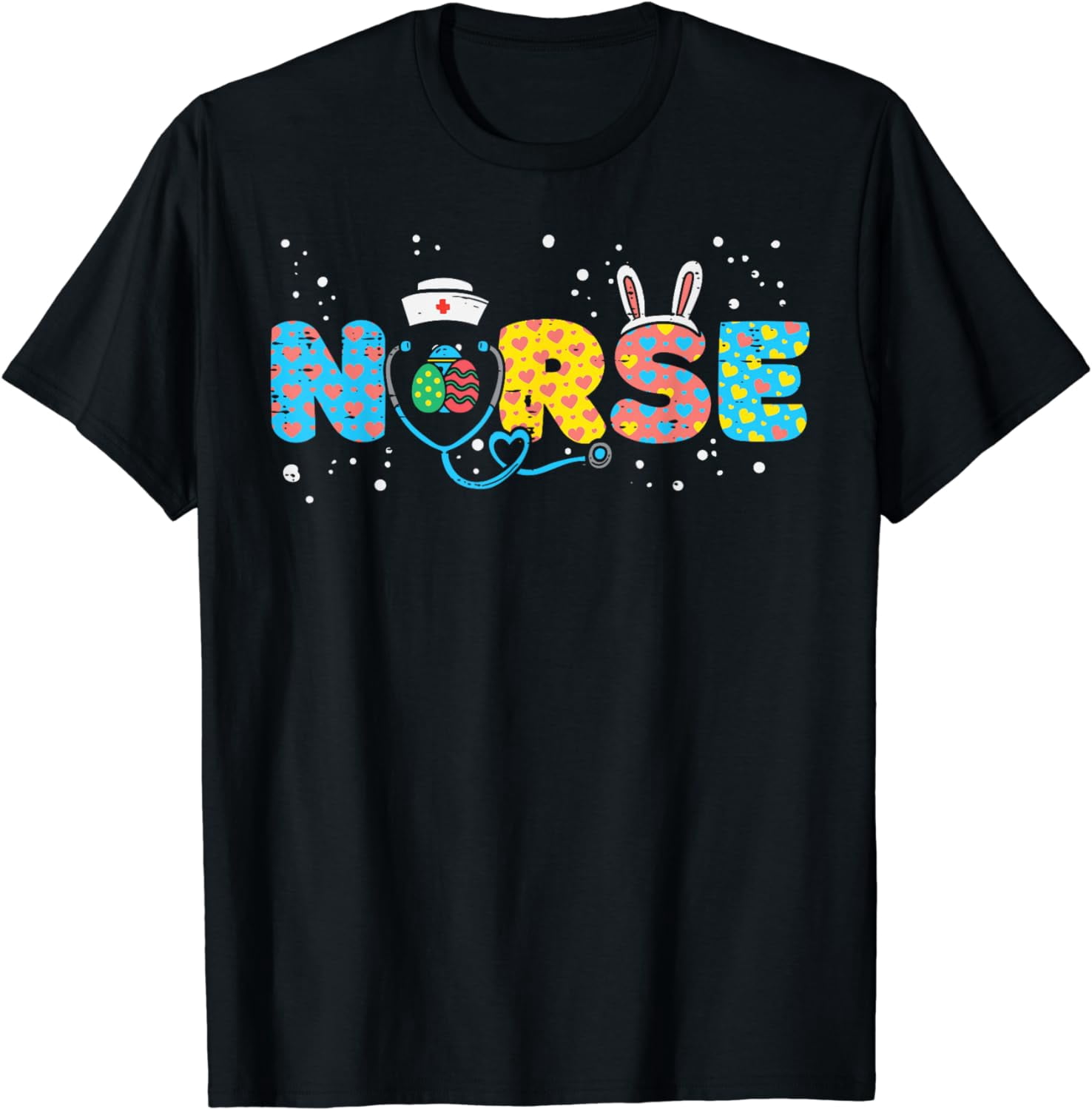 100% Cotton Nurse Bunny Ears Egg Stethoscope Cute Easter Scrub Women RN ...