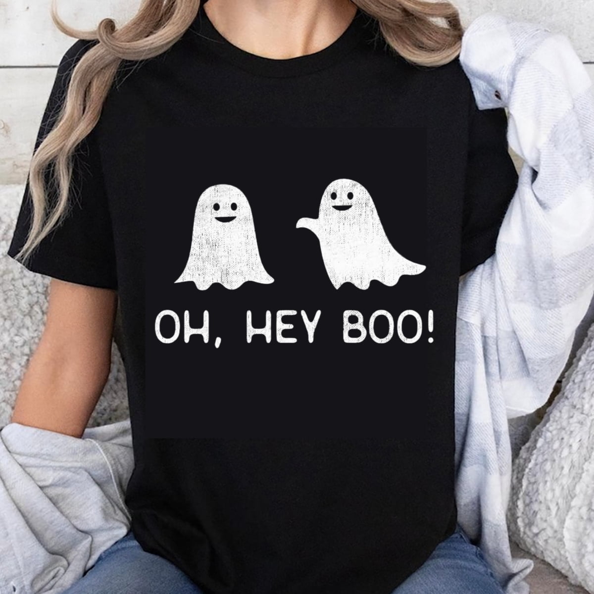 100% Cotton Oh Hey Boo Ghost Halloween Couple Shirt Funny Spooky Tee ...