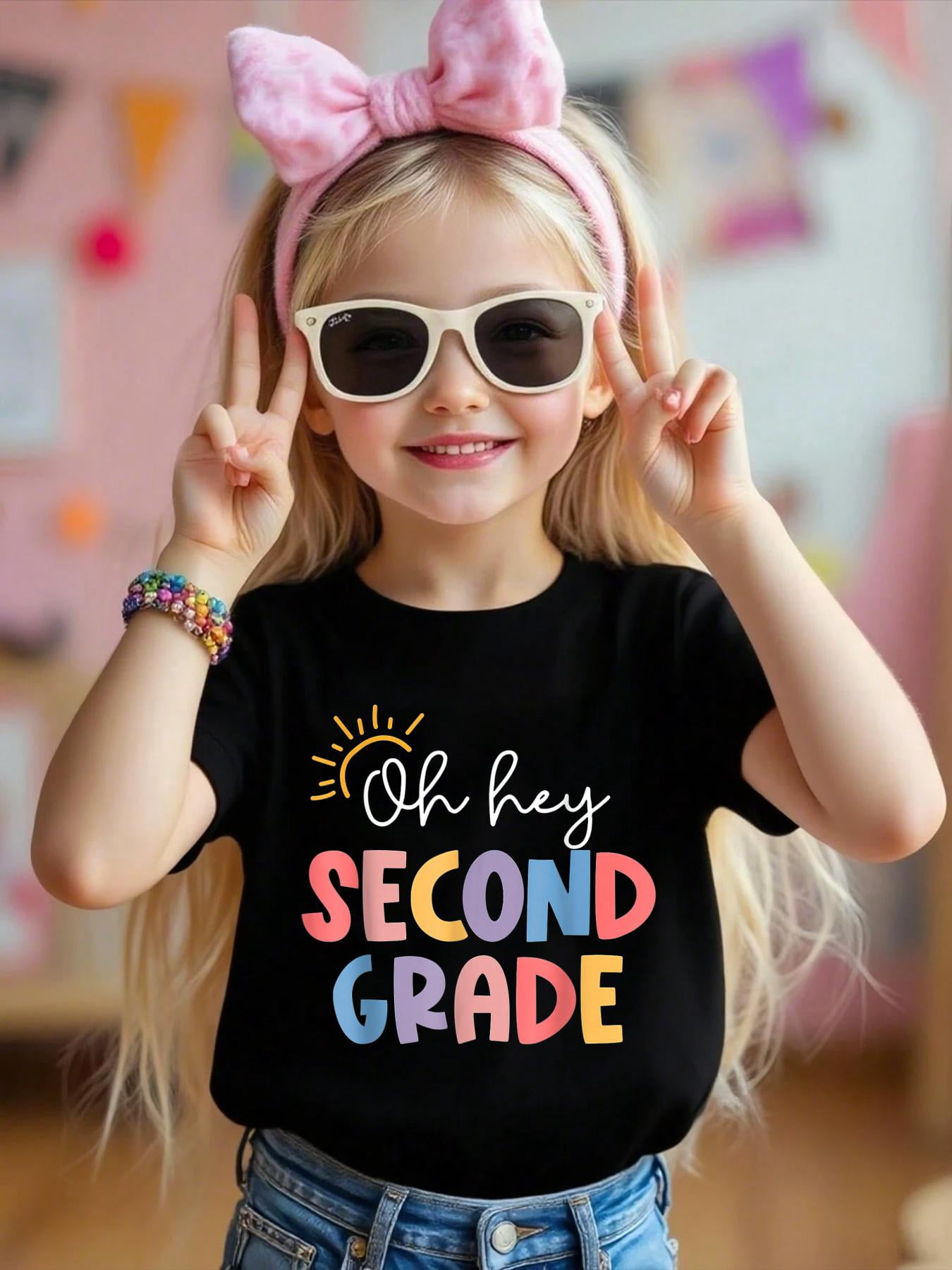 100% Cotton Oh Hey Second Grade First Day of Teacher Girls Boys Kids T ...