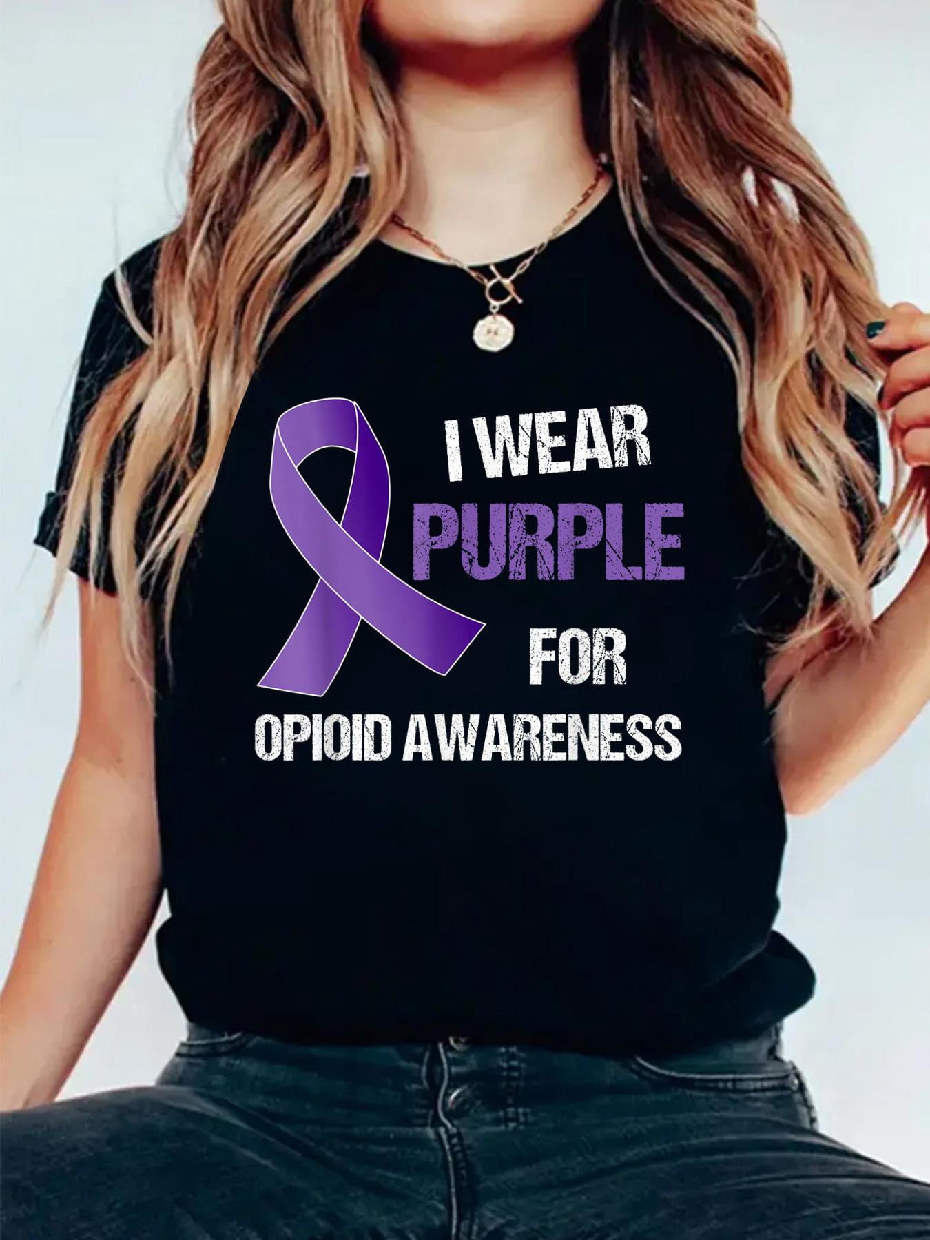 100% Cotton Opioid Awareness I Wear Purple For T-Shirt Women's Men's ...