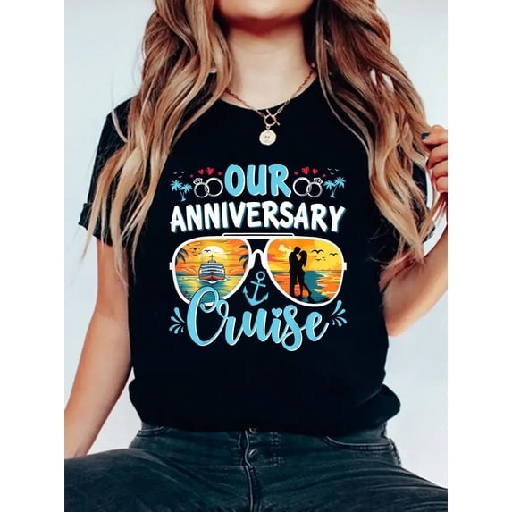 100% Cotton Our Anniversary Cruise Husband Wife Couples Cruise Vacation ...