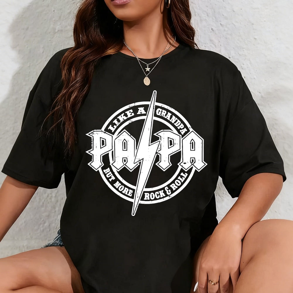 100% Cotton Papa Like A Grandpa Fathers Day Rocker Dad Rock Music Men T ...