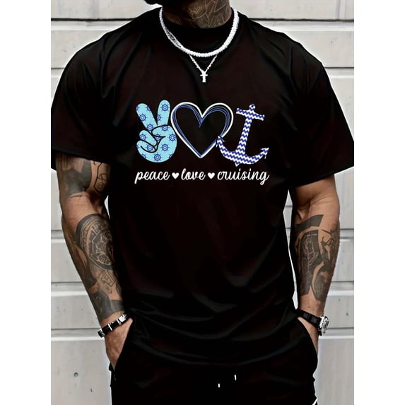 100% Cotton Peace Love And Cruising Ocean Vacation Cruise Ship Anchor T ...