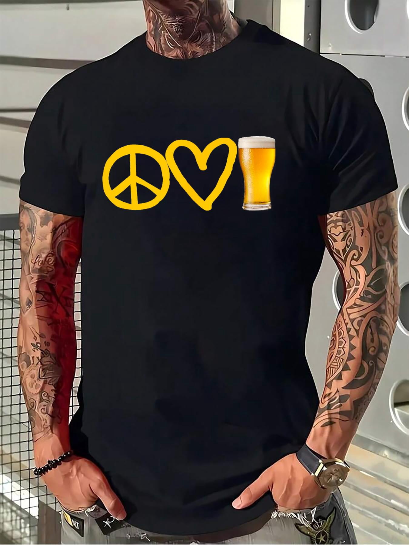 100% Cotton Peace Love Beer Symbols T-Shirt - Walmart.com