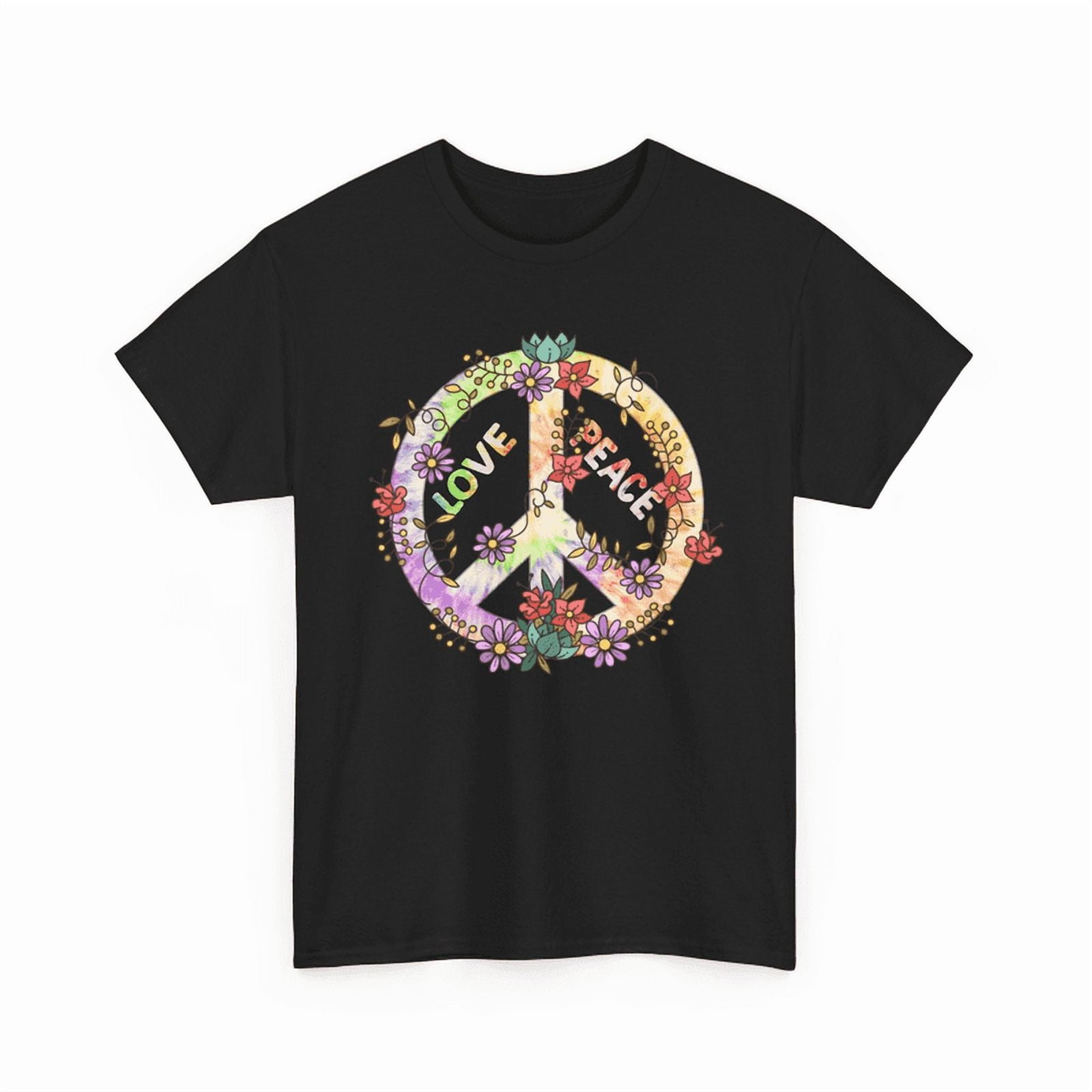 100% Cotton Peace Sign Tie Dye Shirt, Peace Love Hippie Peace Sign ...