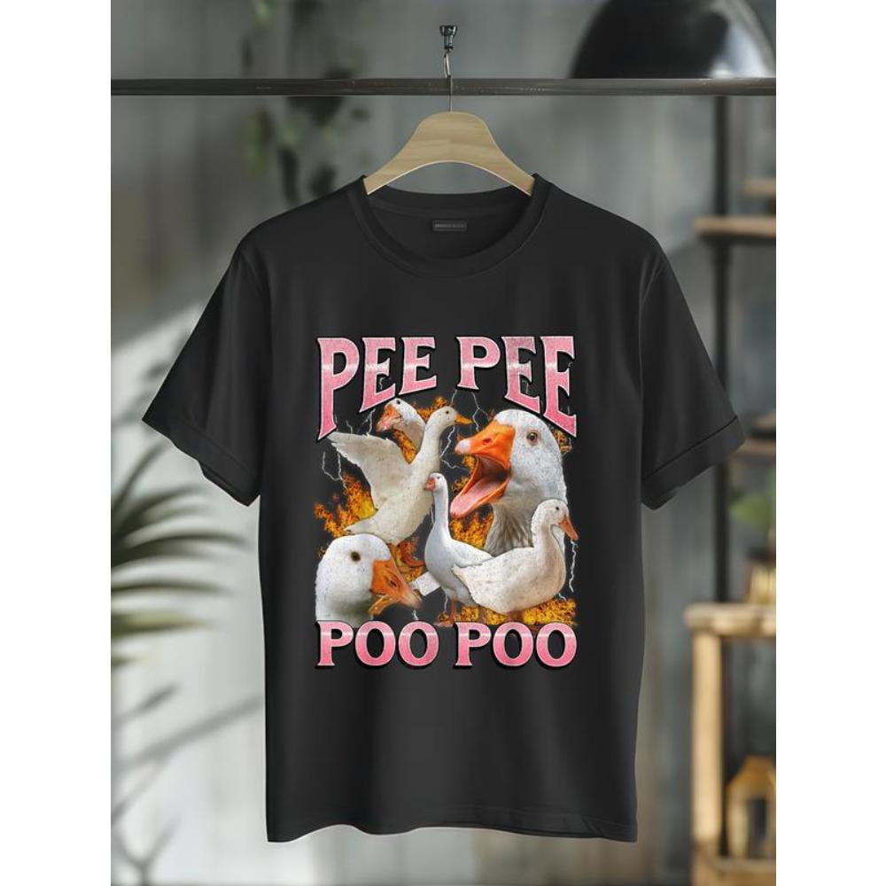 100% Cotton Pee Pee Poo Poo Funny Goose Meme Bootleg Y2K Graphic T ...