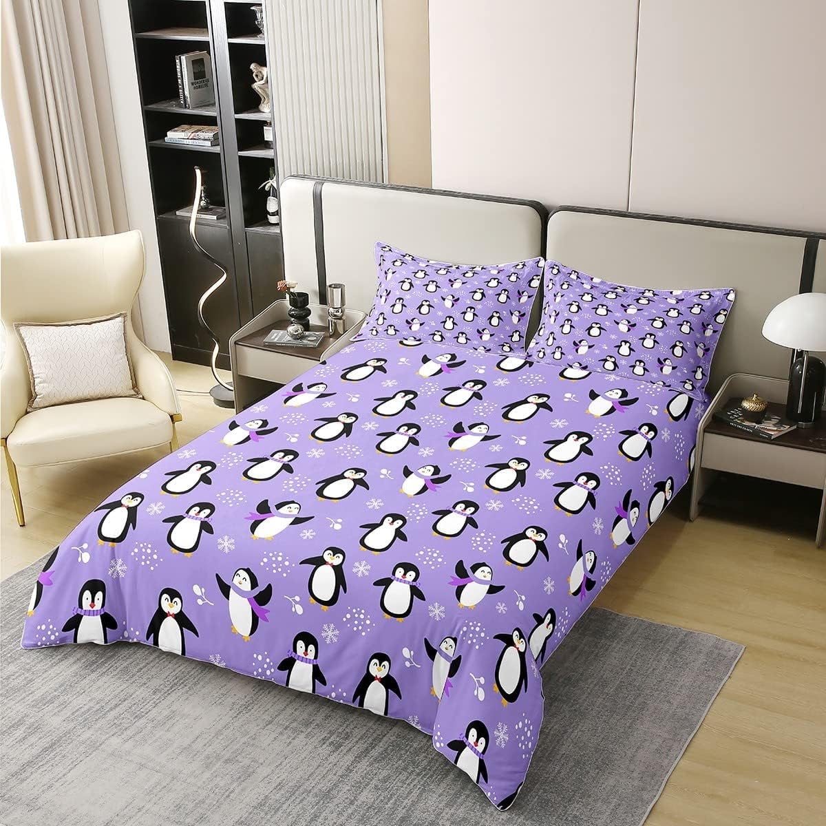 100% Cotton Penguin Comforter Cover Full Kawaii Penguin Duvet Cover ...