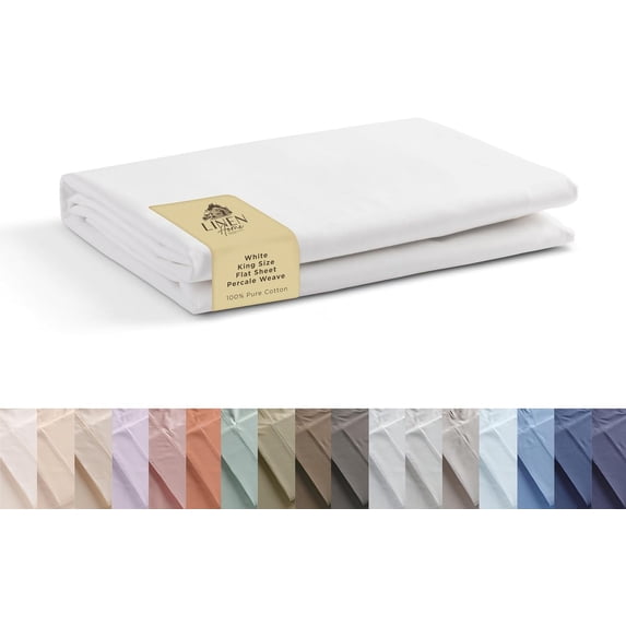 100% Cotton Percale 1 Flat Seet, King Size - Crisp, Cool and Strong Bed ...