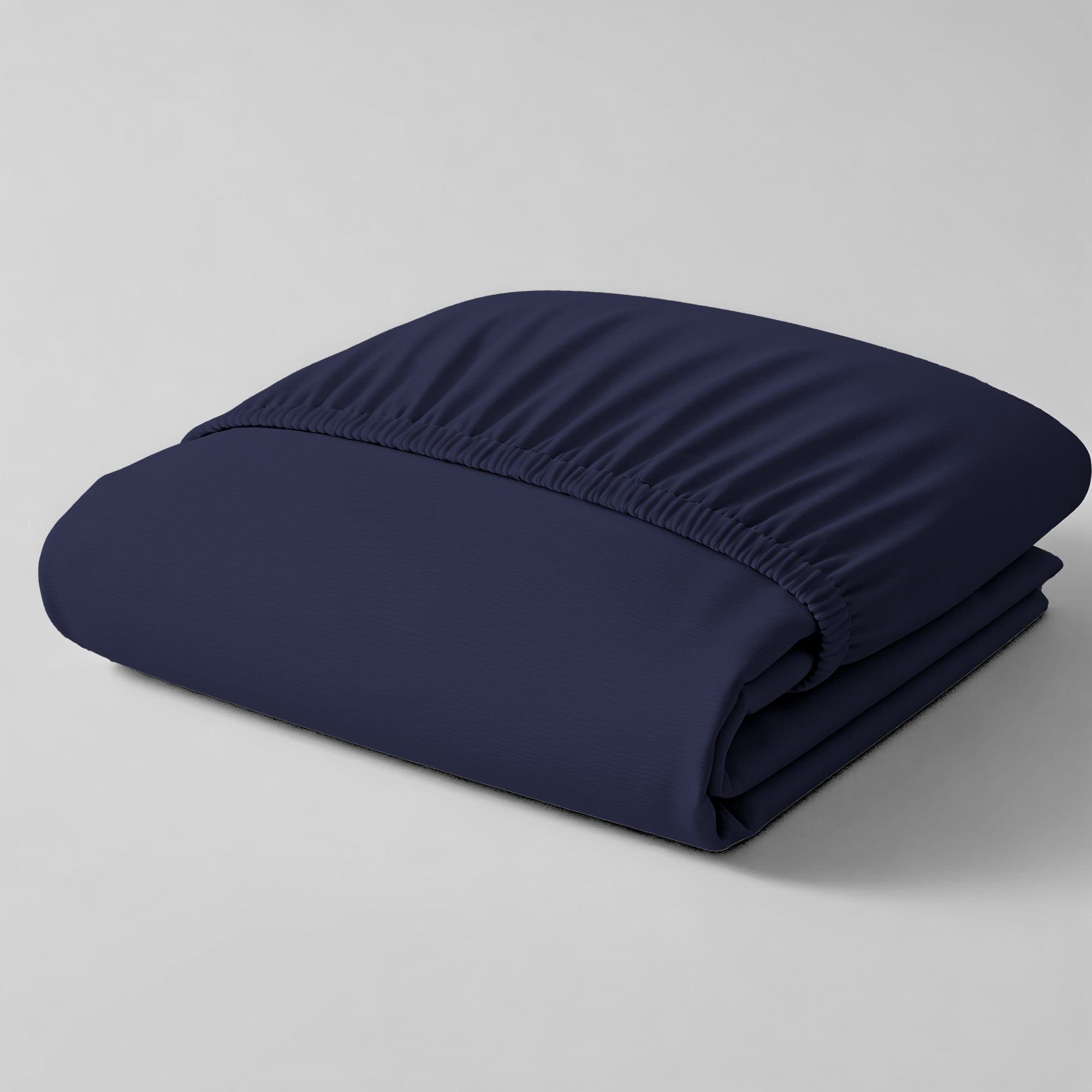 Color Sense 100% Cotton Percale Fitted Bedsheet, Twin Navy, Cool ...