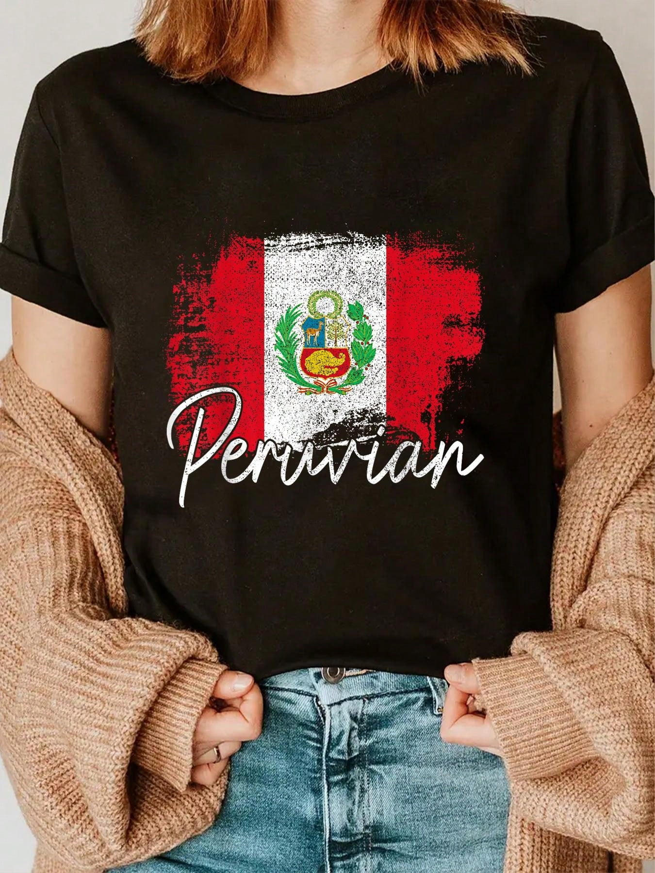 100% Cotton Peru Vintage Flag Peruvian Pride Roots T-Shirt - Walmart.com