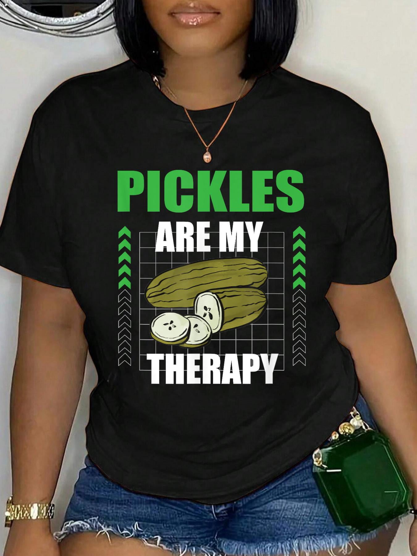100% Cotton Pickles as Therapy Vegetable Cucumber Eating T-Shirt Women ...