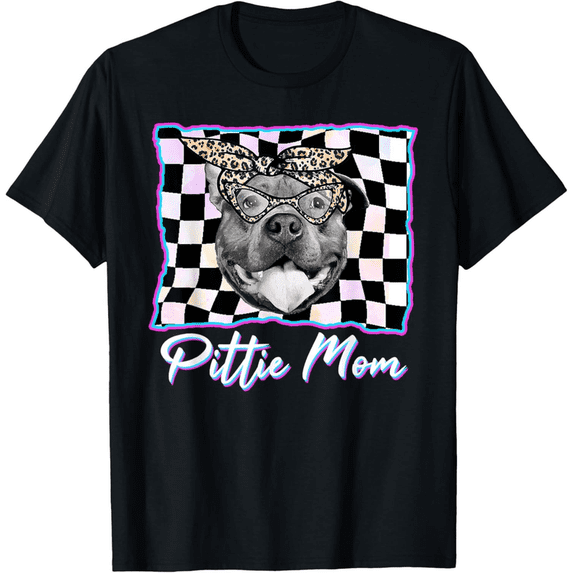100% Cotton Pittie Mom Pitbull Mama Leopard Pit Bull Dog Momma ...