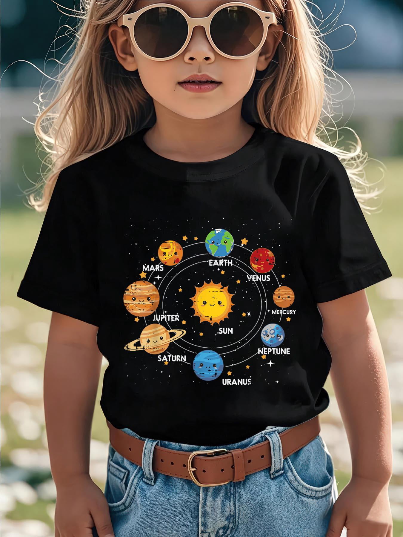 100% Cotton Planets Around Sun Solar System Space Galaxy Kids T-Shirt ...