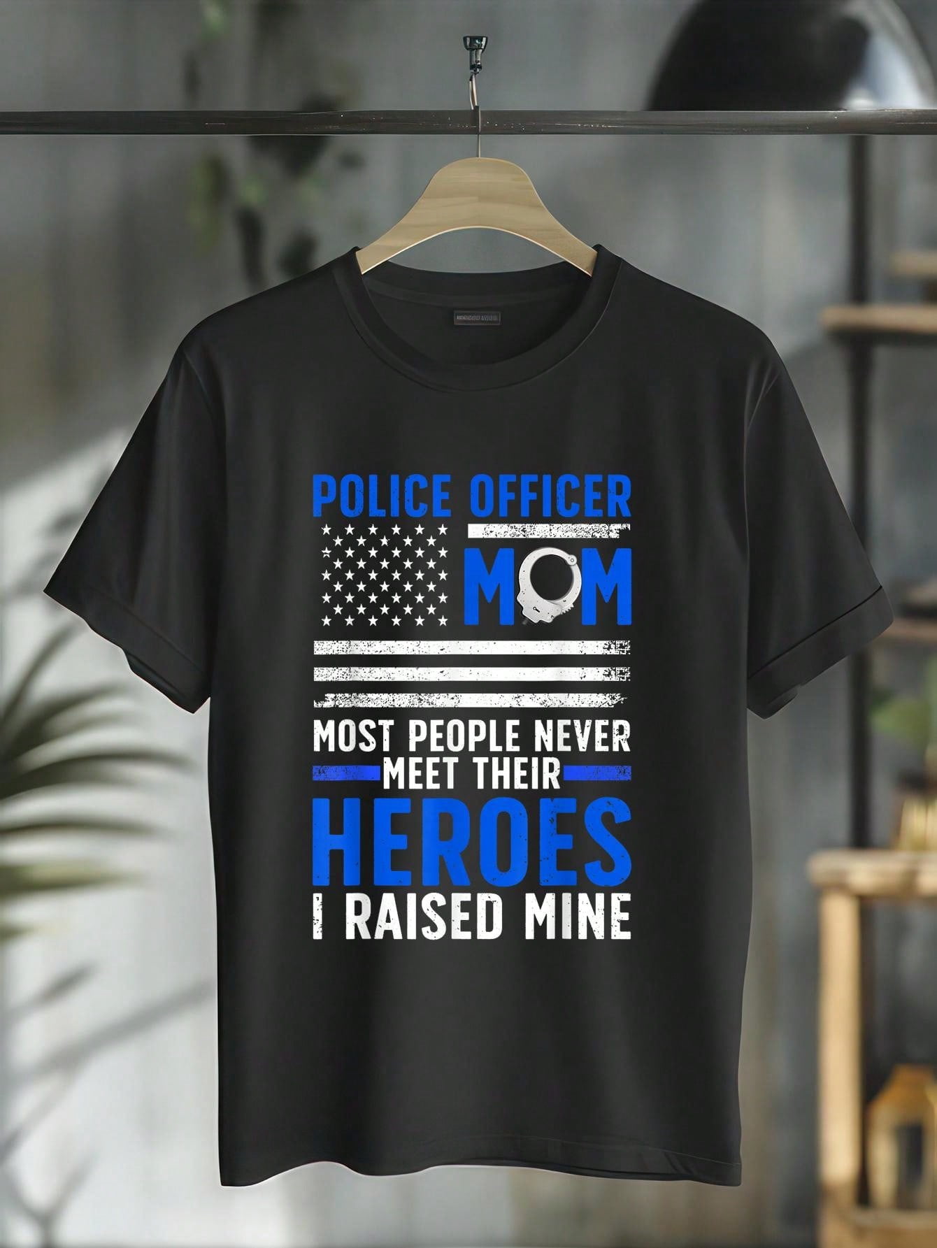 100% Cotton Police Mom Art For Cop Mother Women Police Officer Lovers T ...