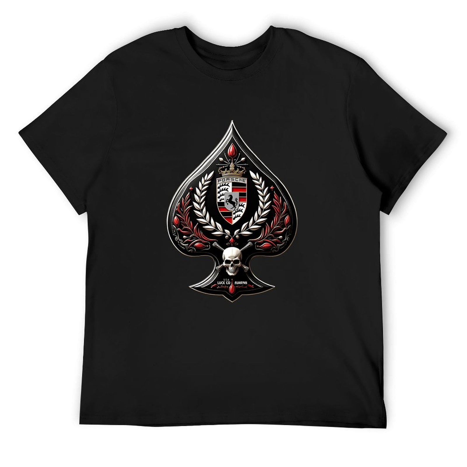 [100% Cotton]Porsche Emblem with Skull And Crossbones Design Men's ...