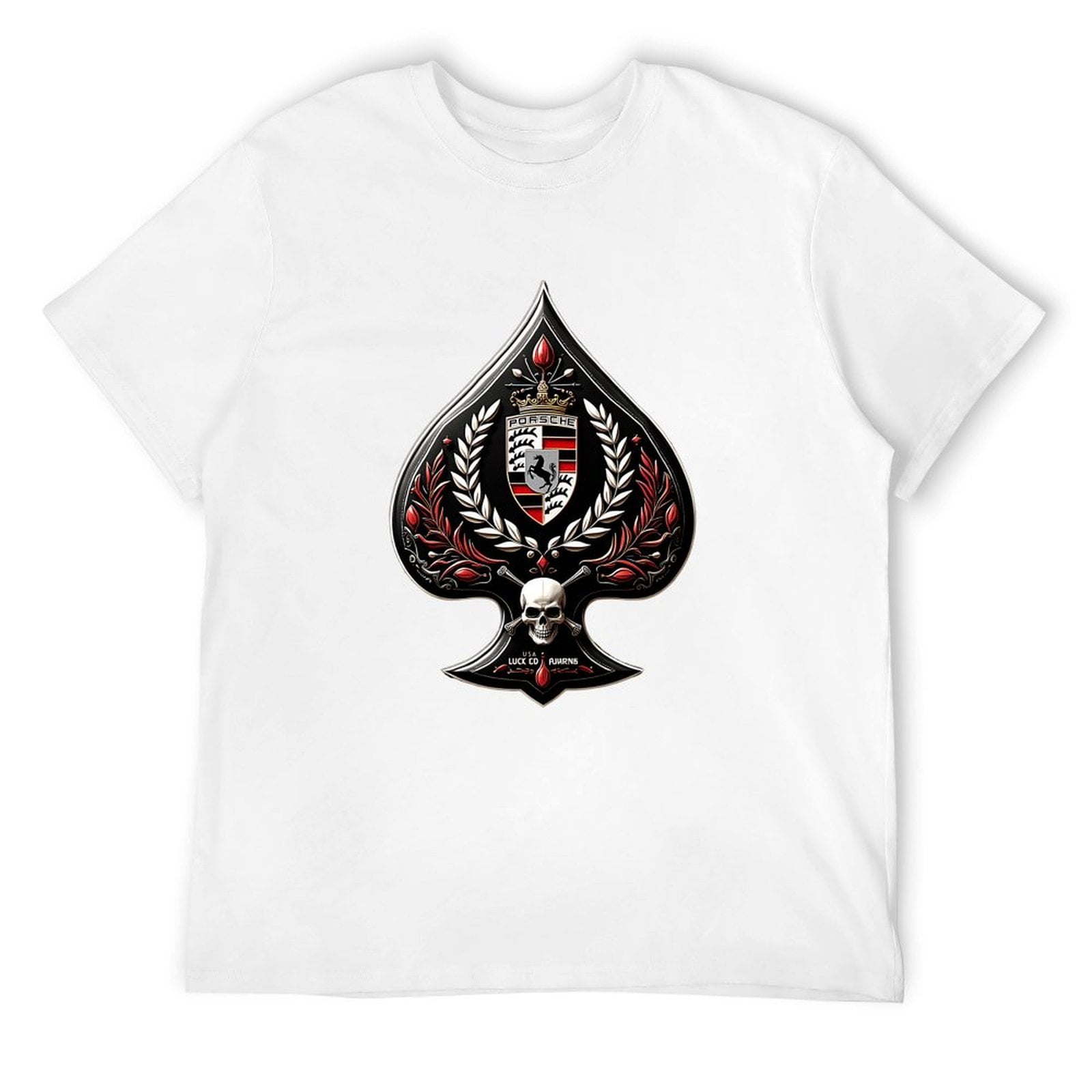 [100% Cotton]Porsche Emblem with Skull And Crossbones Design Men's ...