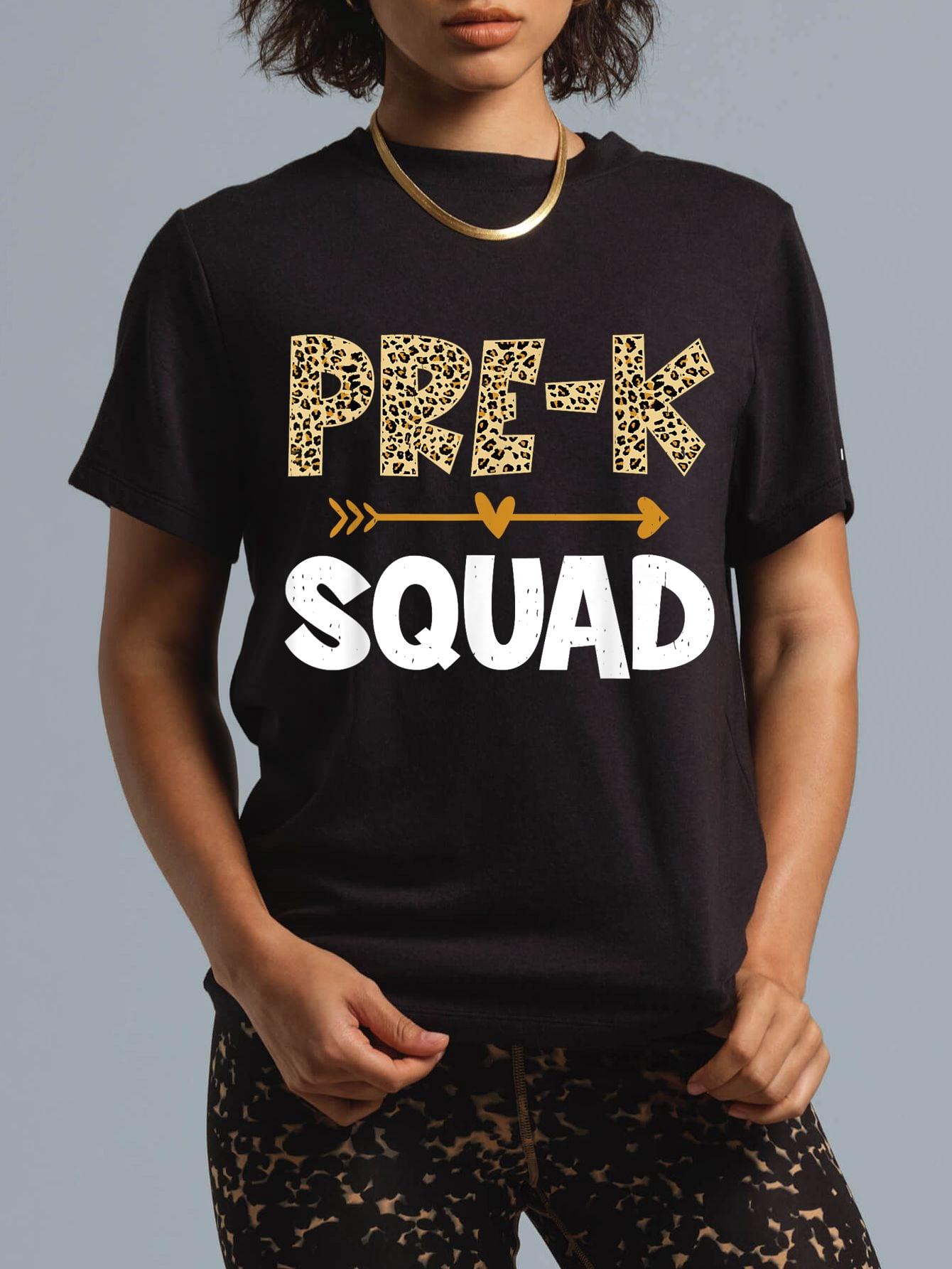 100% Cotton Pre-K Squad Leopard Pre-K Team Teacher Back To School T ...