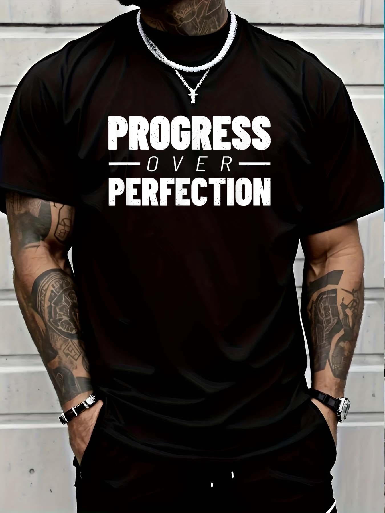 100% Cotton Progress Over Perfection - Gym Fitness - Workout Motivation ...