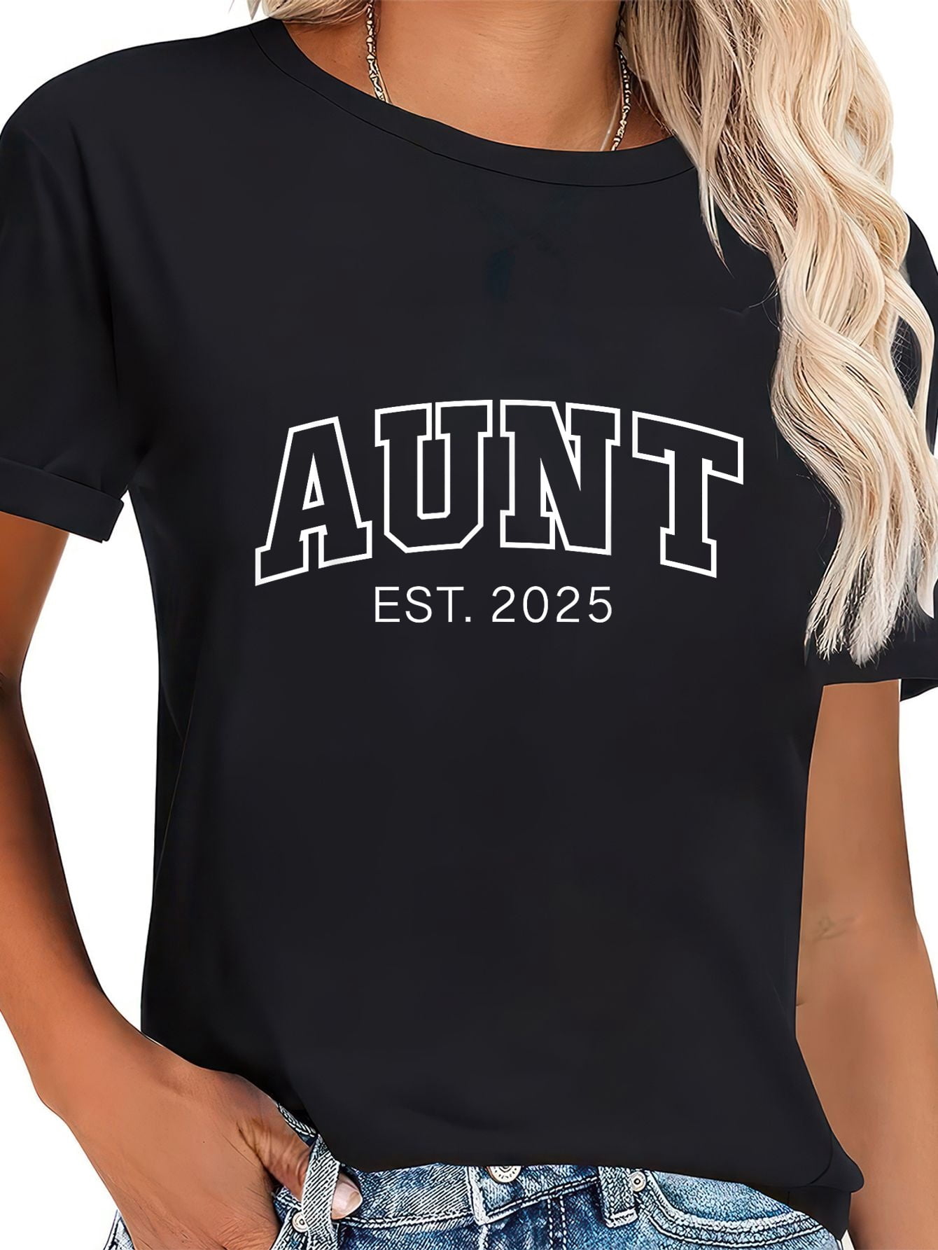 100% Cotton Promoted To Aunt Est 2025 Aunt To Be Gifts 1St Time Aunt T ...
