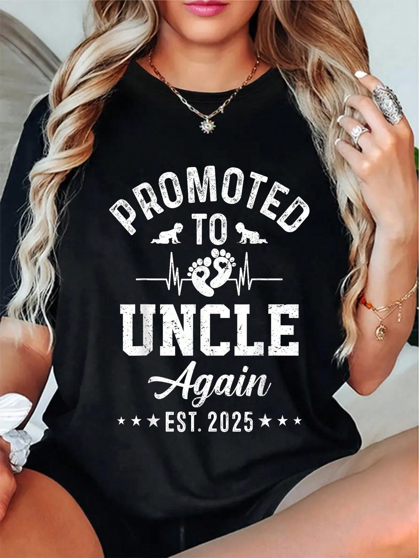 100% Cotton Promoted To Uncle Again Est 2025 Pregnancy Announcement T-Shirt - Walmart.com