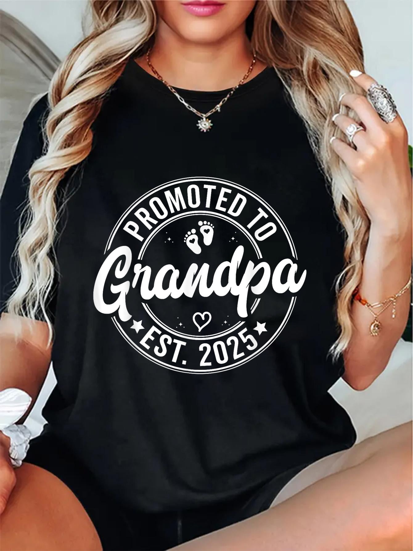 100% Cotton Promoted to Grandpa Est 2025 Grandparents New Grandpa 2025 ...