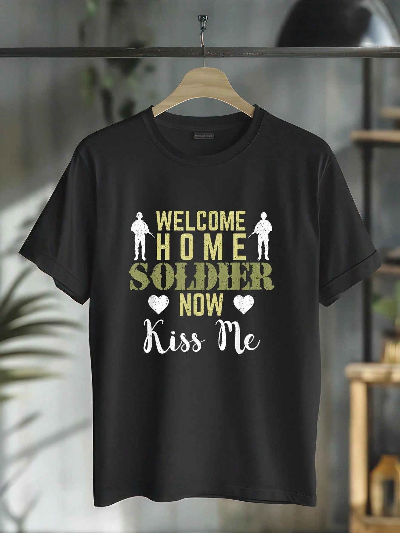 100% Cotton Proud Army Wife Girlfriend Welcome Home Soldier Now T-Shirt ...