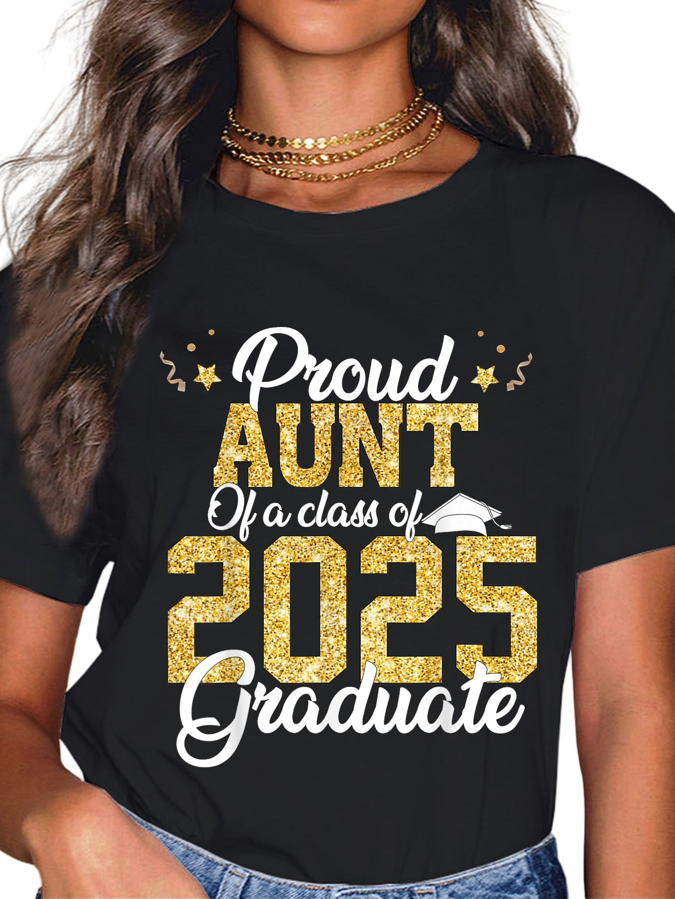 100% Cotton Proud Aunt Of a class of 2025 Graduate Senior Graduation T ...