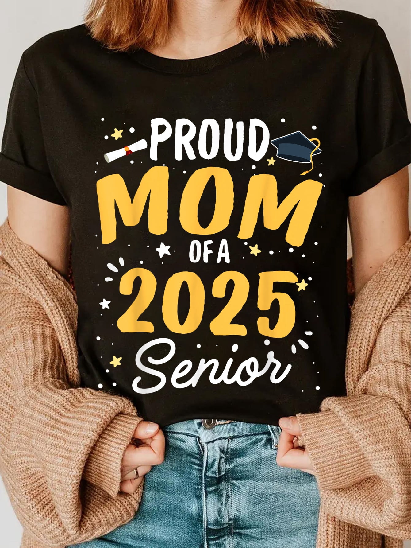 100% Cotton Proud Mom Of A 2025 Senior Graduation Class Of 2025 Senior ...