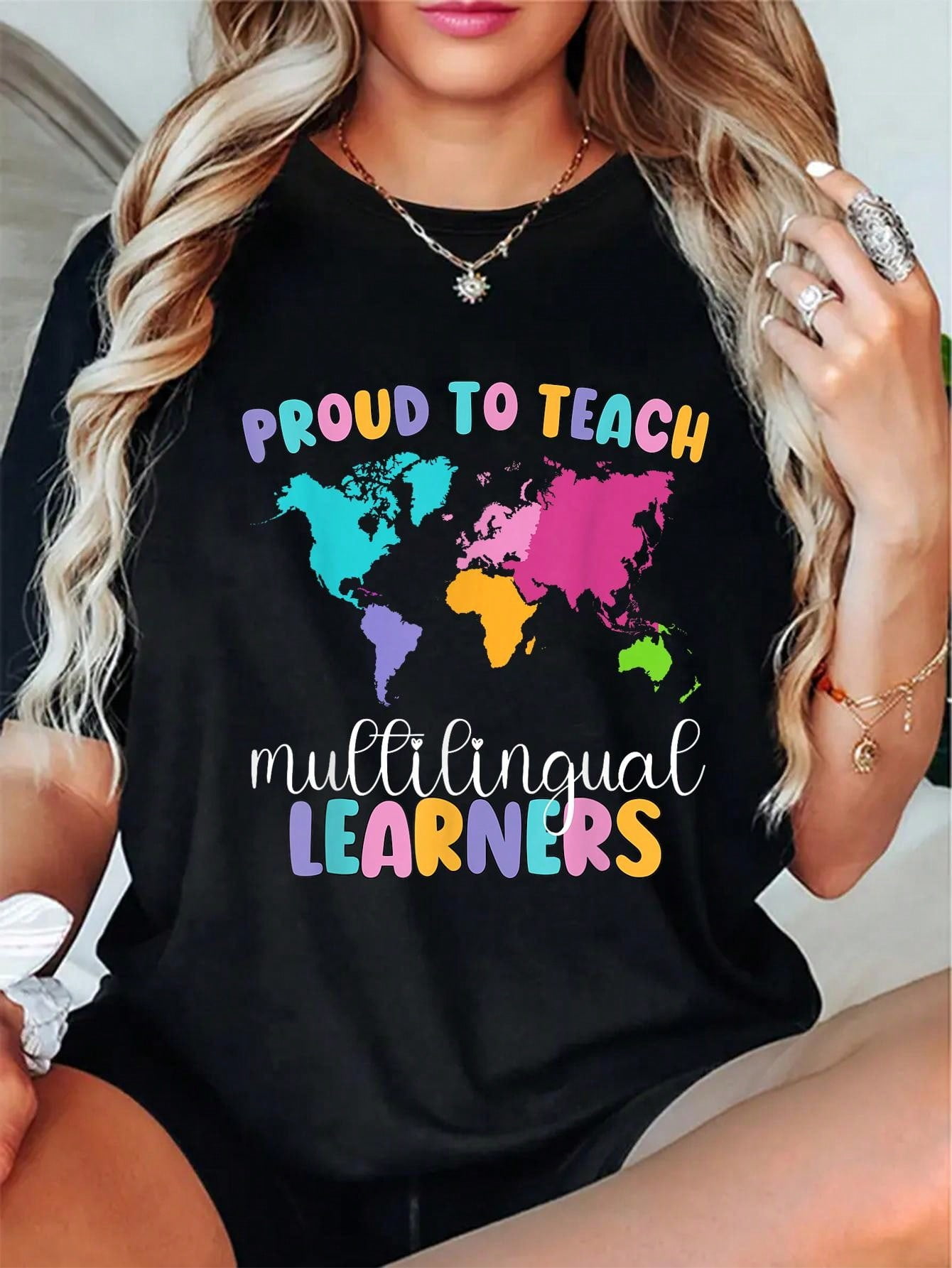 100% Cotton Proud To Teach Multilingual Learner ESL English Teacher T ...