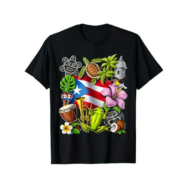 100% Cotton Puerto Rico Boricua Coqui Frog Taino Sun Puerto Rican Flag ...