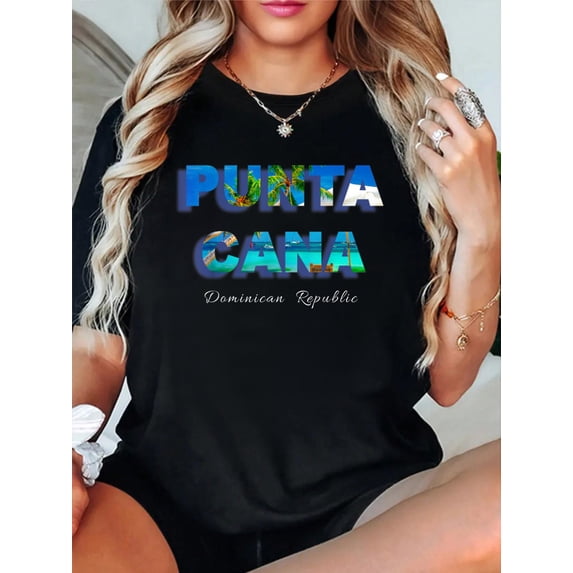 100% Cotton Punta Cana Dominican Republic T-Shirt Souvenir Gift Women's ...