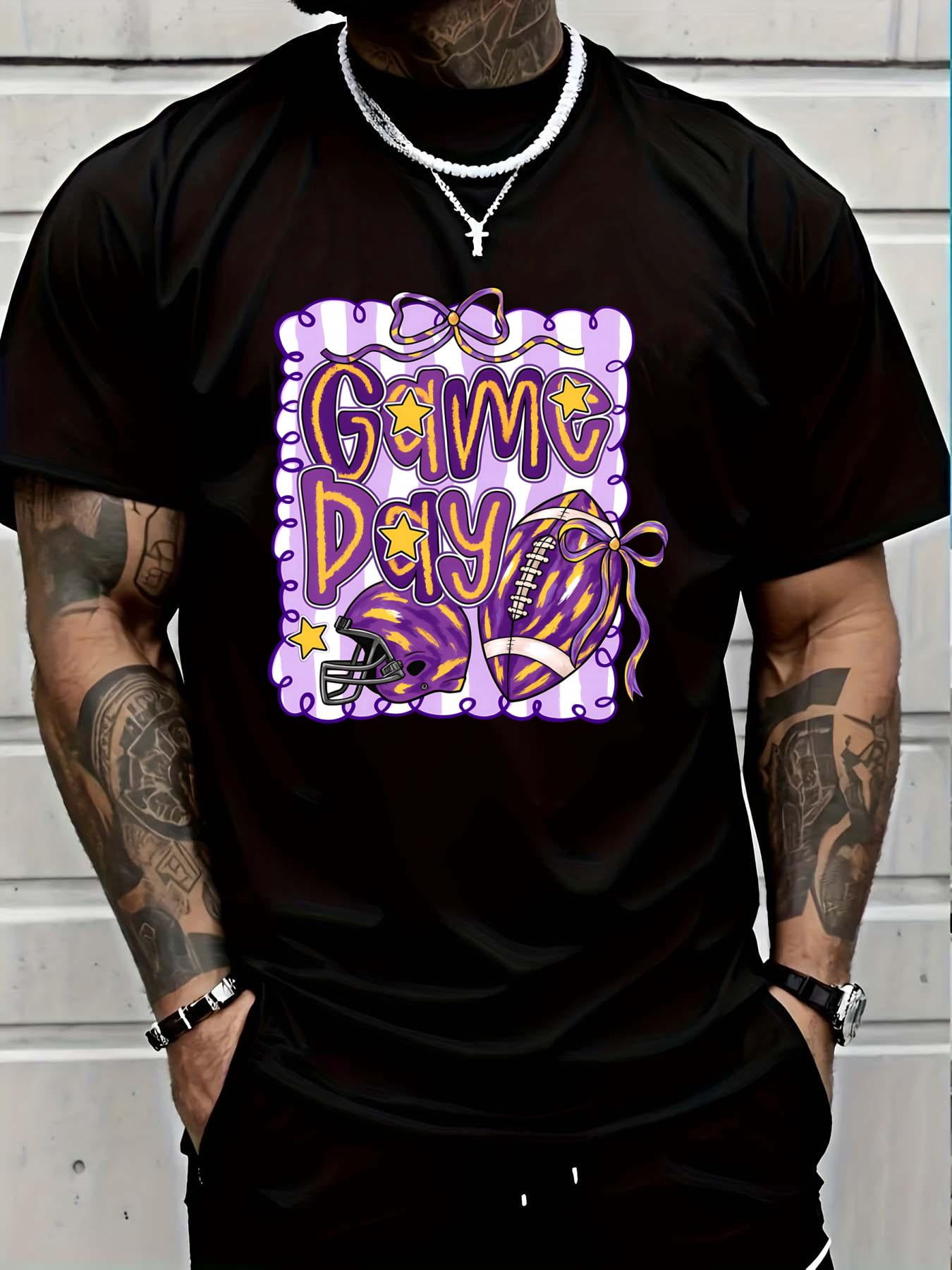 100% Cotton Purple Yellow Gold Football Game Day Touchdown Season Long ...