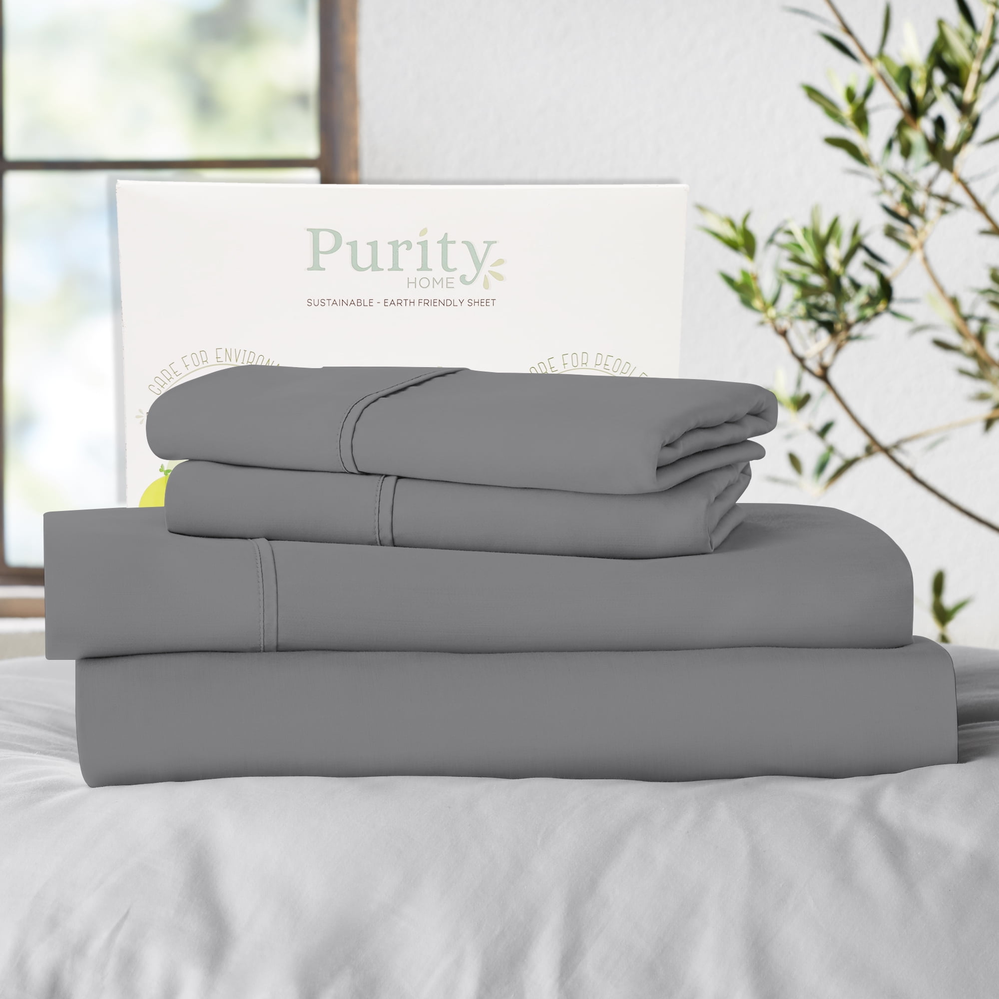 Purity Home 400-Thread Count Queen Size Cotton Percale Sheet Set in ...