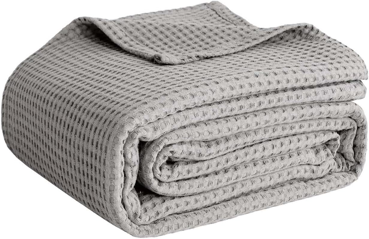 100% Cotton Queen Size Blanket – Waffle Weave Lightweight & Breathable ...