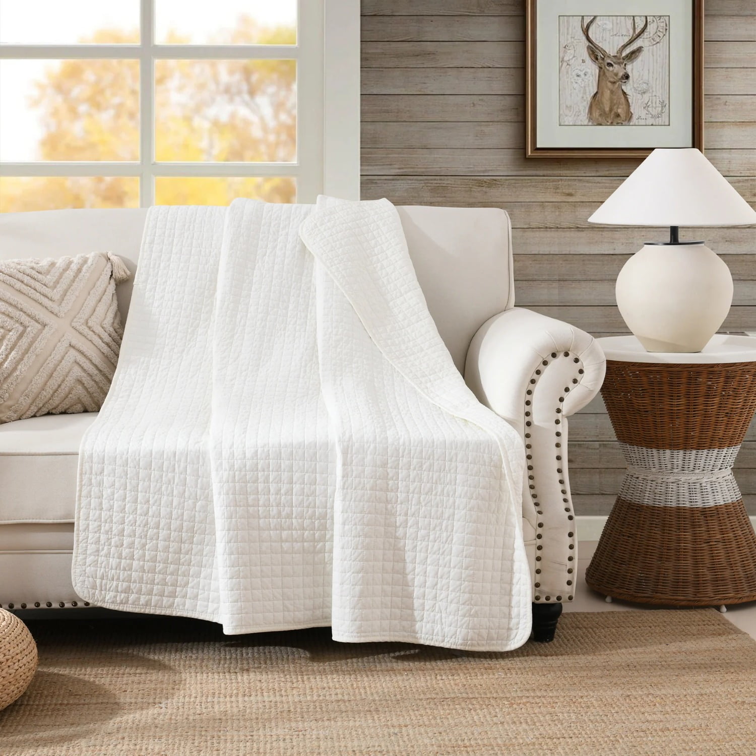 100% Cotton Quilted Throw Decorative Throw Blanket Quilt 50"x60 ...