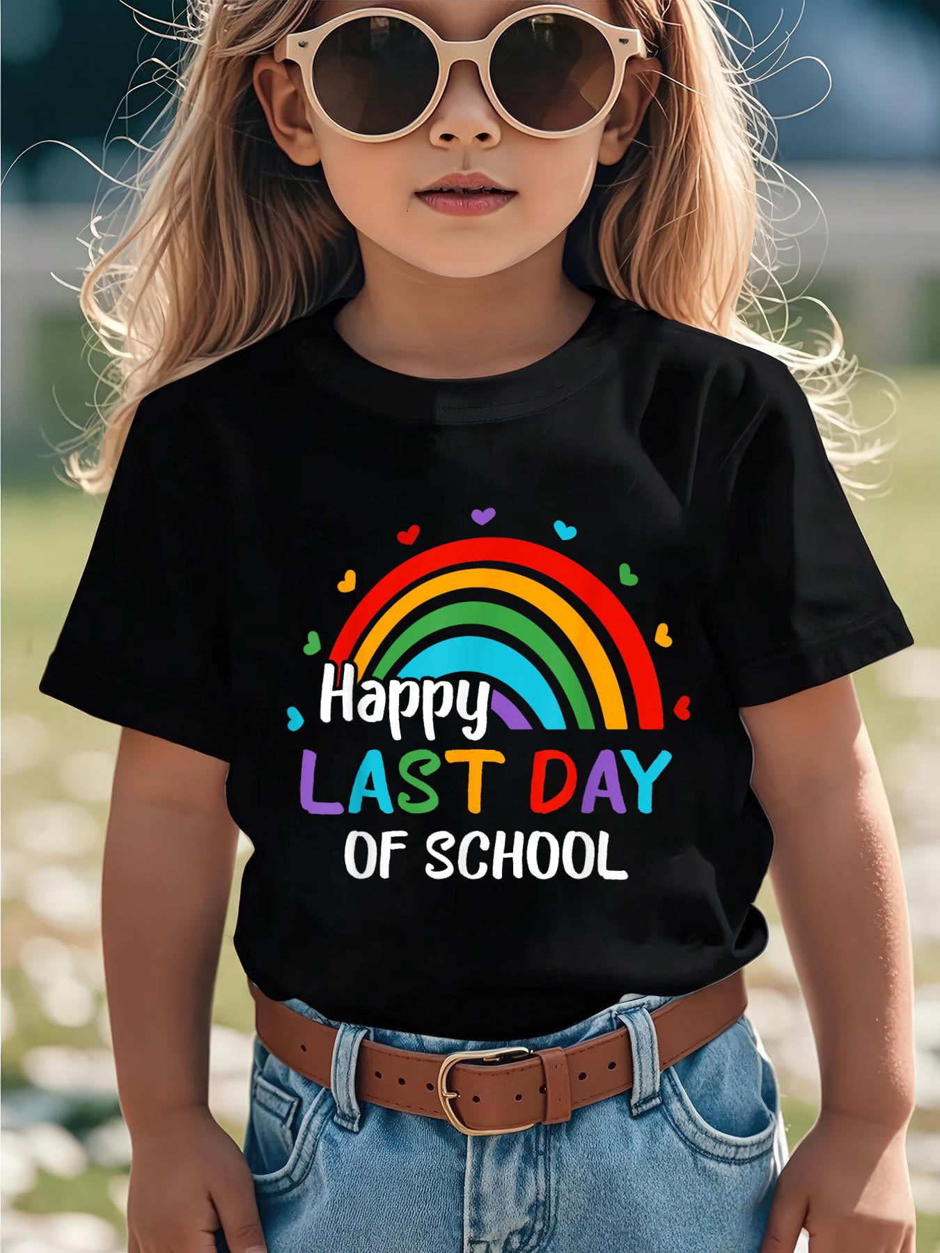 100% Cotton Rainbow Happy Last Day of School End of Year Teacher Summer ...