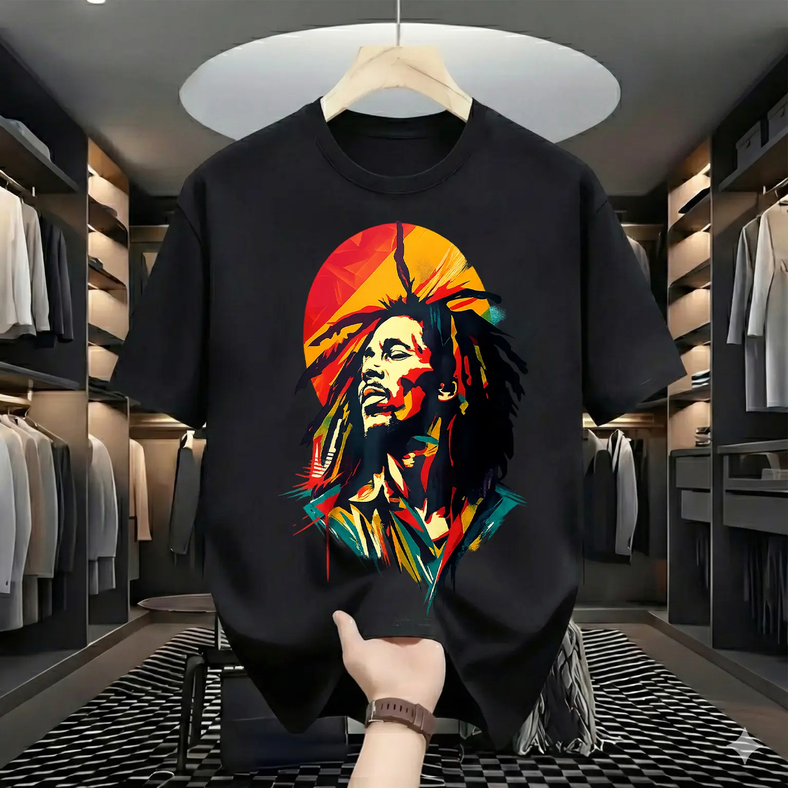 100% Cotton Reggae Music Legend Graphic Tee Colorful Rasta Vibes Casual ...