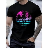 100% Cotton Retro Eighties 80s & 90s Beach Style Design with Palm Trees ...