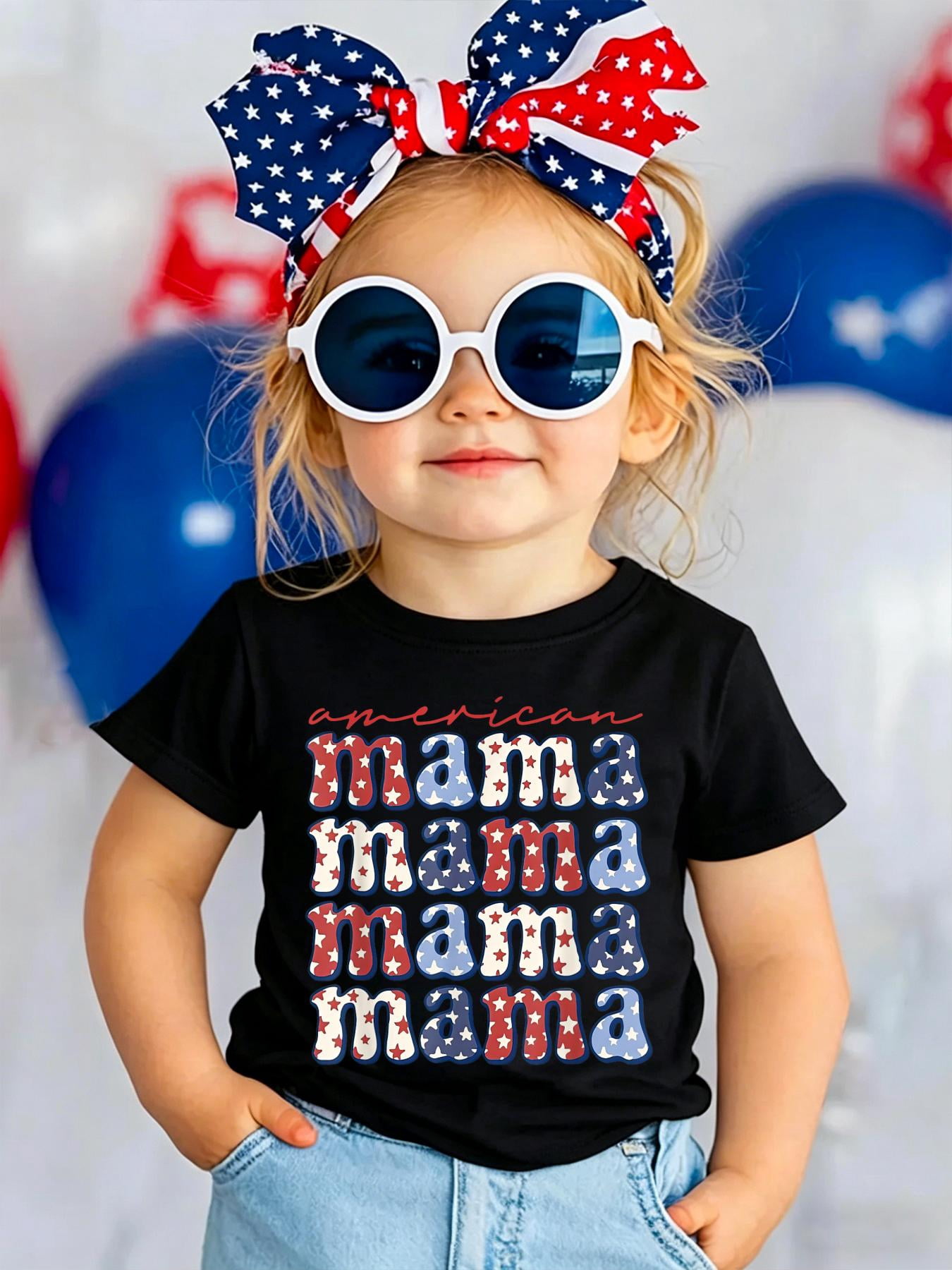 100% Cotton Retro Groovy American Mama 4th Of July Patriotic Moms Kids ...