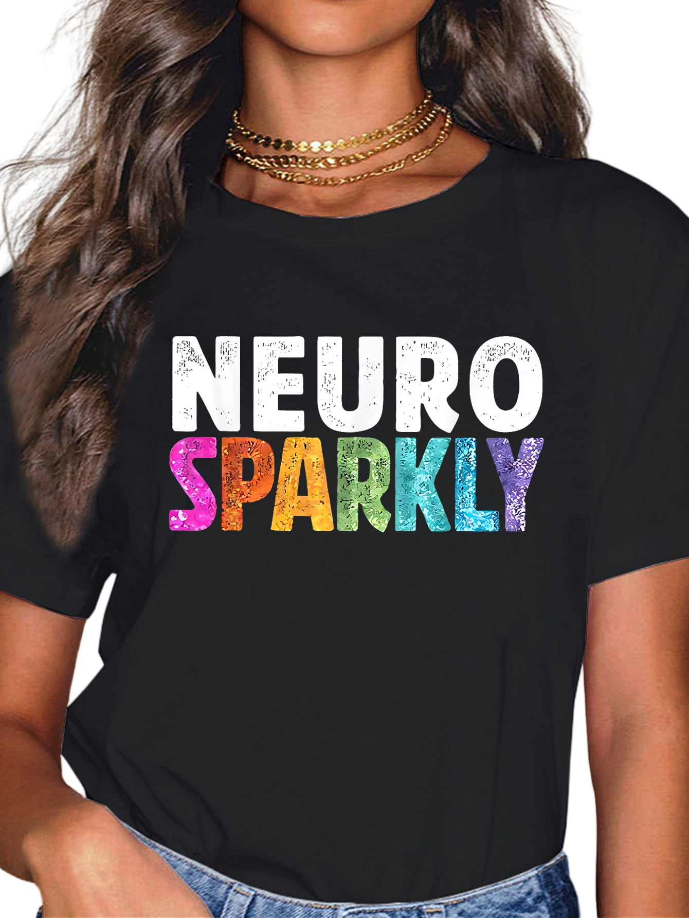 100% Cotton Retro Neurodivergent Neuro Sparkly Autism Spectrum ADHD T ...