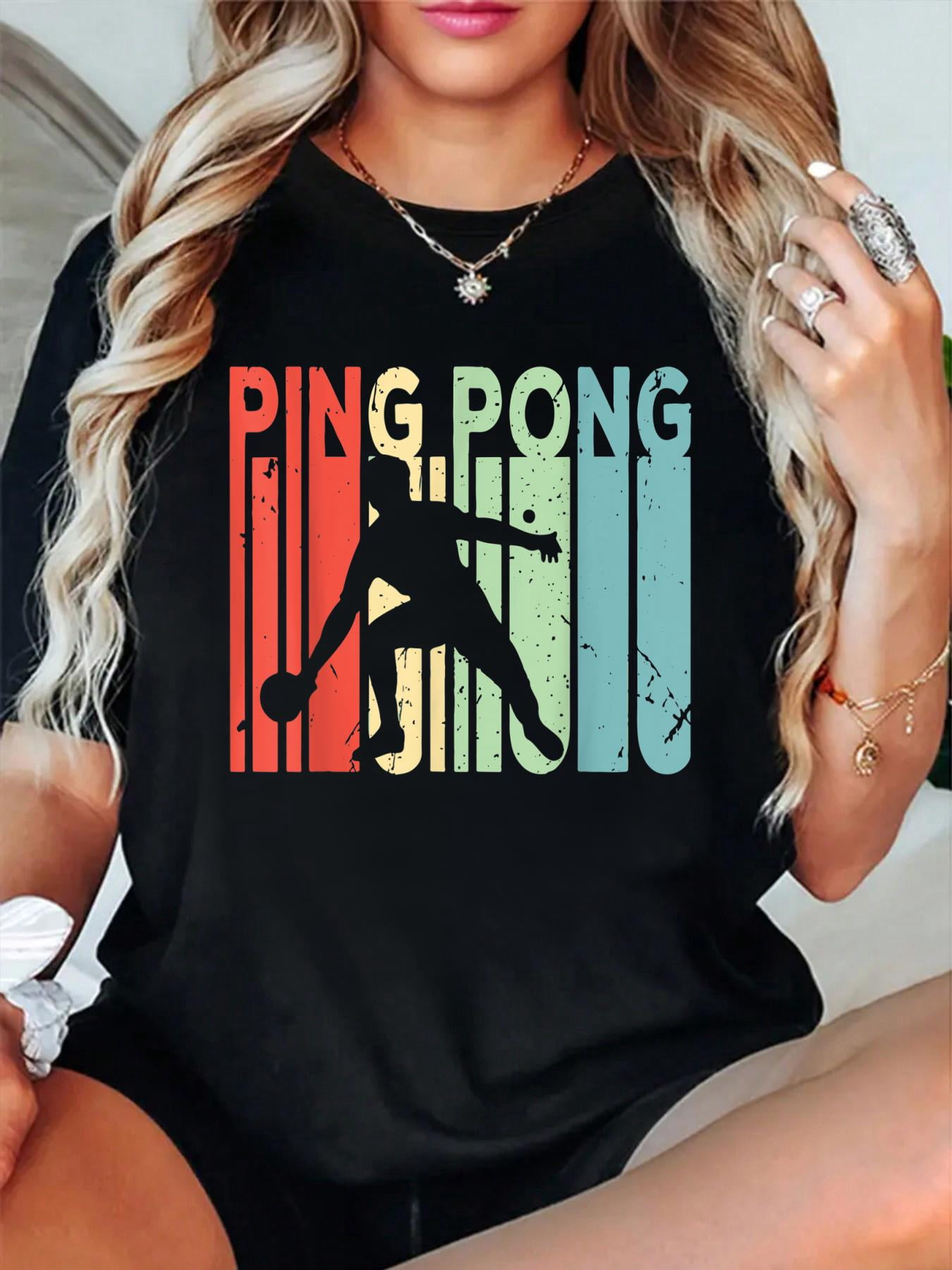 100% Cotton Retro Ping Pong Gift Vintage Ping Pong T-Shirt Women's Men ...