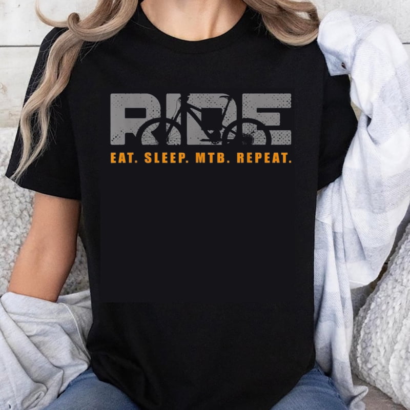 100% Cotton Ride Eat Sleep Mtb Repeat Mountain Bike Cycling Motto For ...