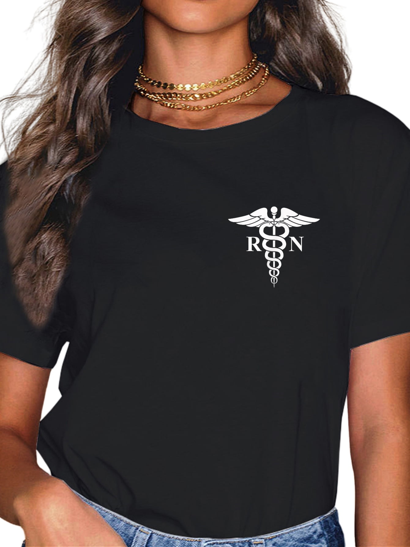 100% Cotton Rn Nurse Caduceus Medical Symbol Nursing Logo Gifts T-Shirt ...