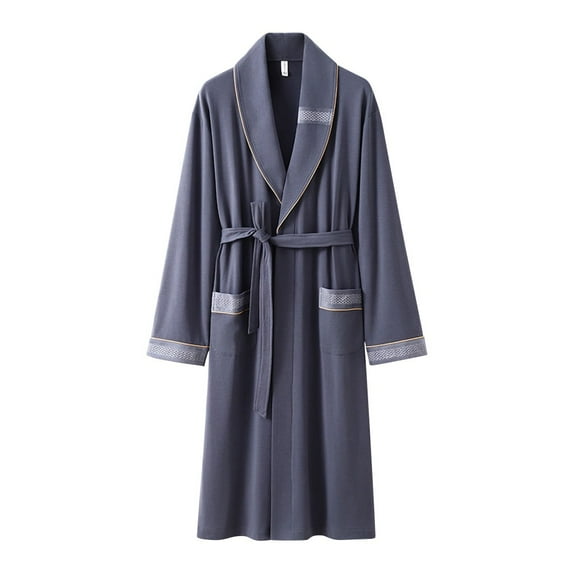 100% Cotton Robe Spa Long Bathrobes Unisex Lightweight Full-Length Robe ...