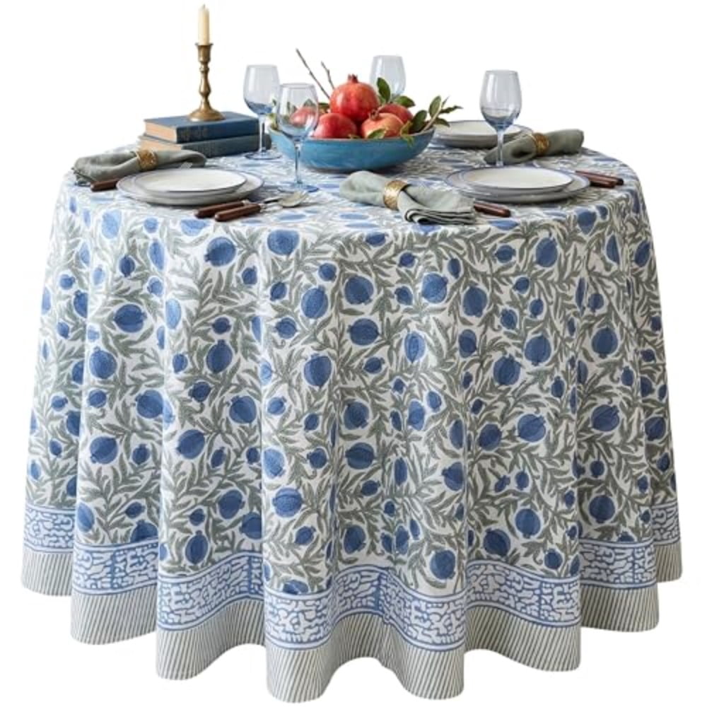 100 Cotton Round Boho Fall Tablecloth Handblock Floral Table Cloth ...