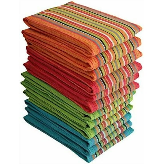 100% Cotton Salsa Kitchen Towels – 8 Pack, Super Absorbent Dish Towels ...