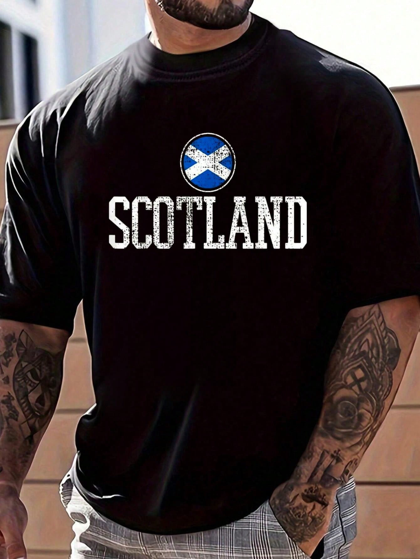 100% Cotton Scotland Scottish Flag UK National Proud Sports Soccer T ...